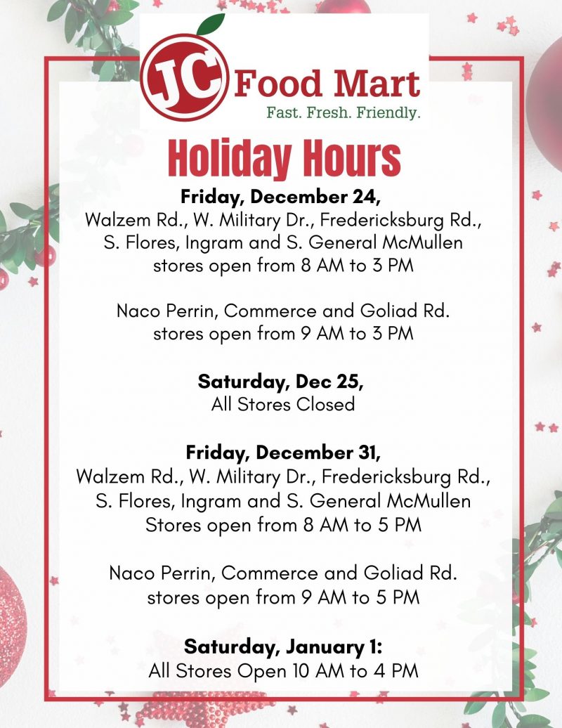 JC Food Mart Open Special Holiday Hours Week of Christmas – JC Food Mart